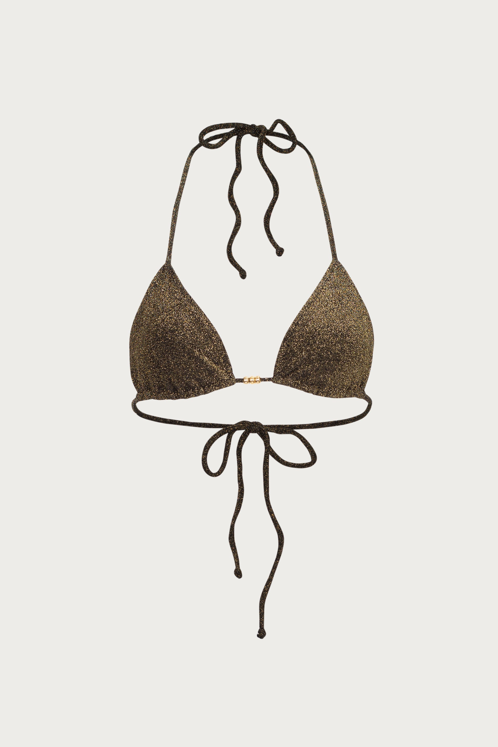 SAME Beaded Triangle Top | Black Shimmer Lurex