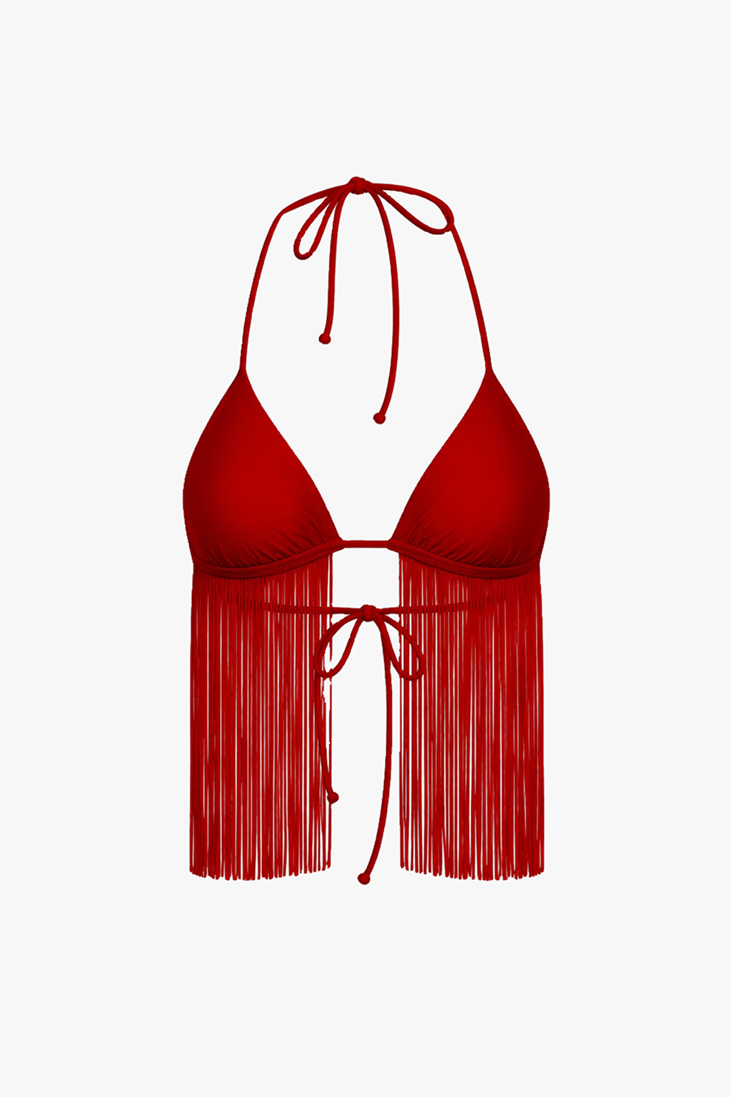 SAME Fringe Triangle Top | Red | Women's Swim Tops