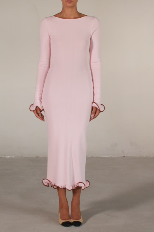 SAME Ruffle Hem Midi Dress | Baby Pink