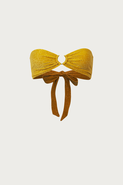 SAME Pierced Bandeau Top | Gold Shimmer Lurex