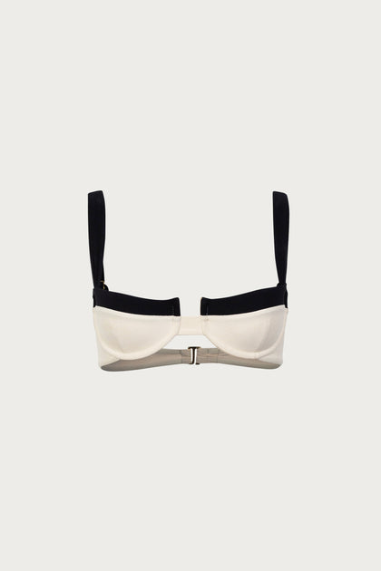 SAME Underwire Top | Faux Suede Cream/Black