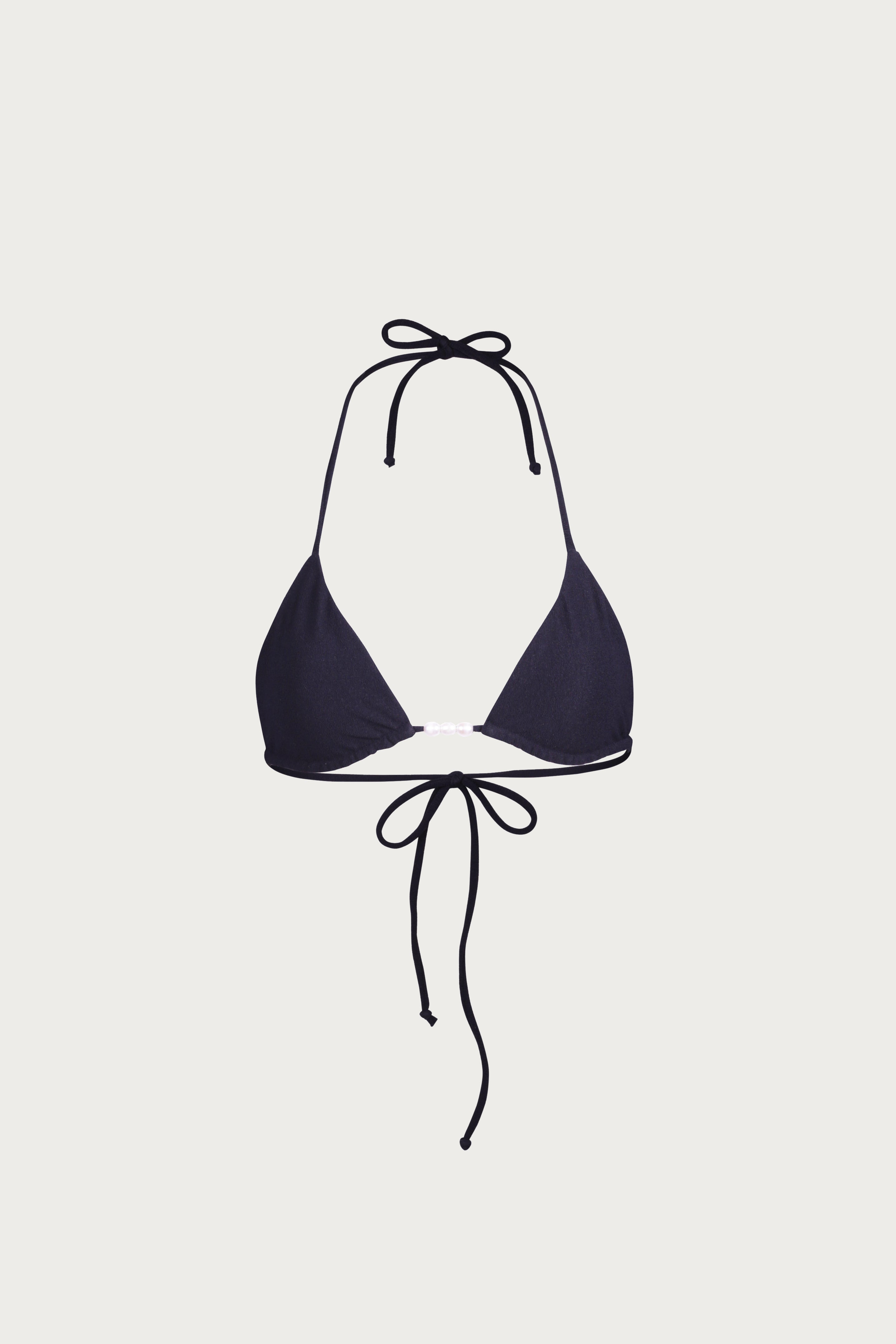 Beaded Triangle Top (Faux Suede Black) – SAME